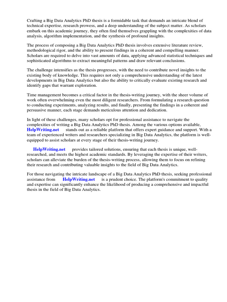 Big Data Analytics PHD Thesis | PDF