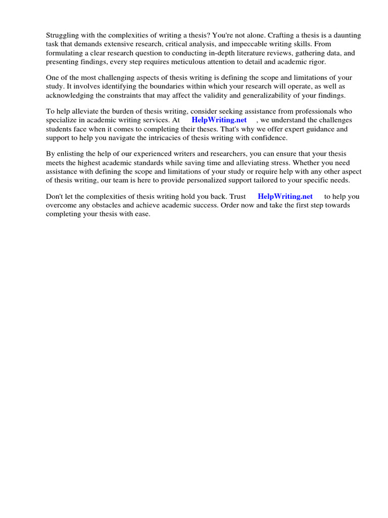 Scope and Limitation Thesis Sample PDF | PDF Scope and Limitation Thesis Sample PDF | PDF