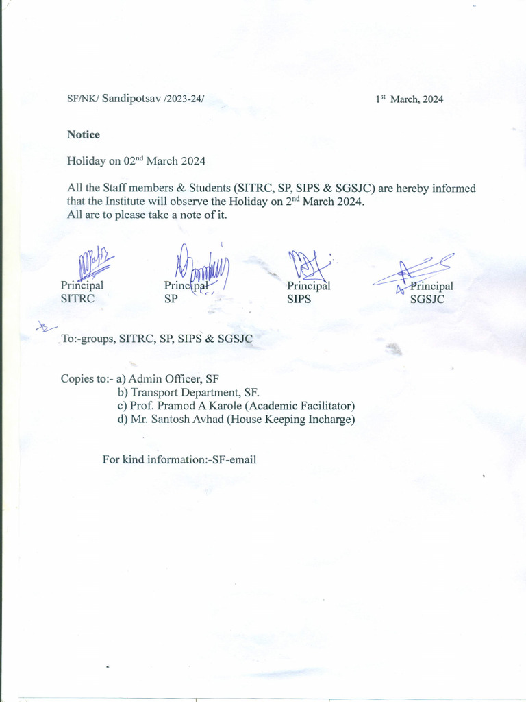Notice Holiday | PDF