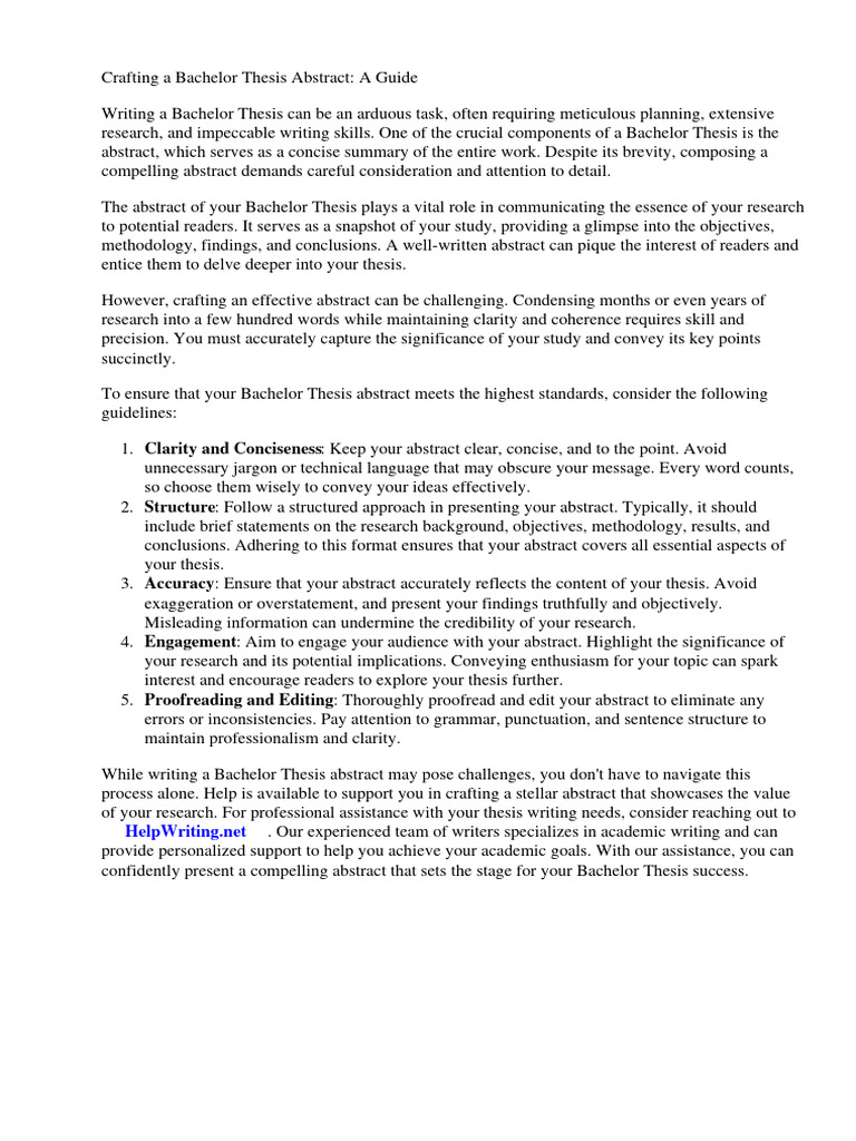 Bachelor Thesis Aufbau Abstract | PDF