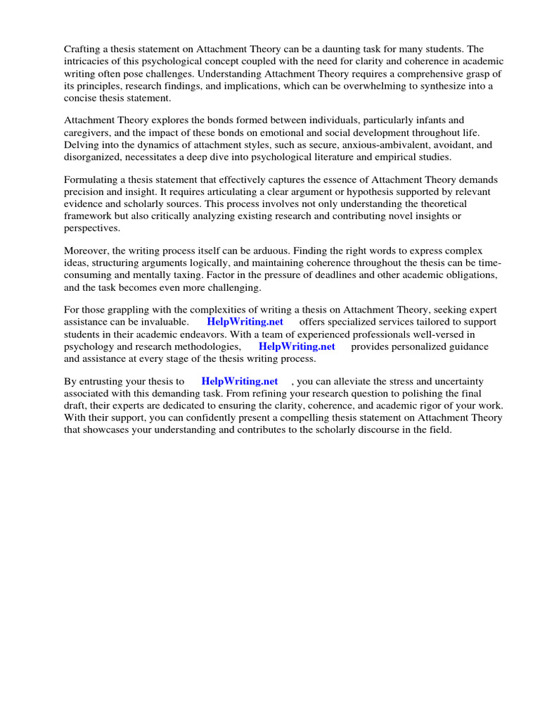 Thesis Statement Attachment Theory | PDF