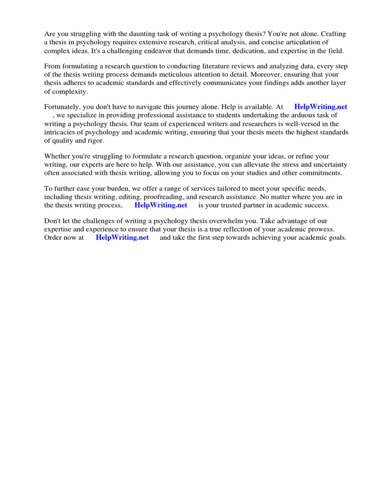 Psychology Thesis Examples | PDF | Psychology | Thesis