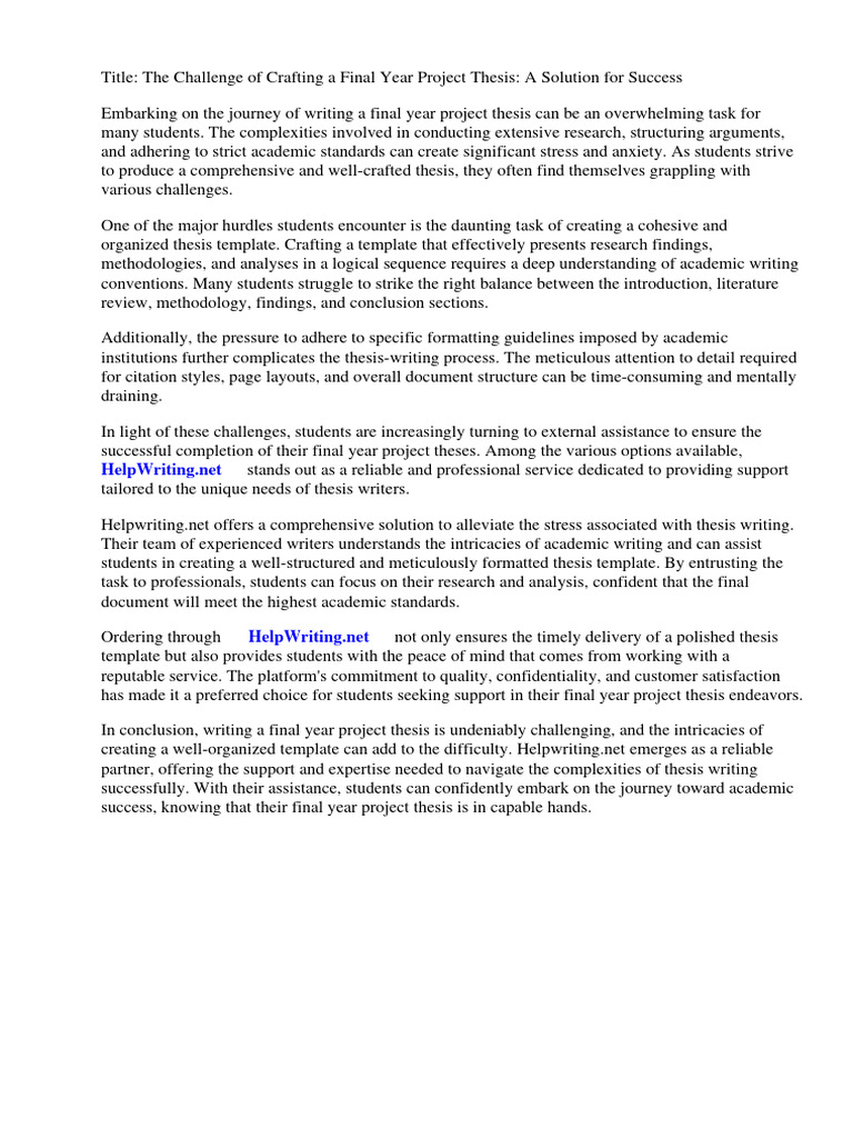 Final Year Project Thesis Template | PDF | Thesis