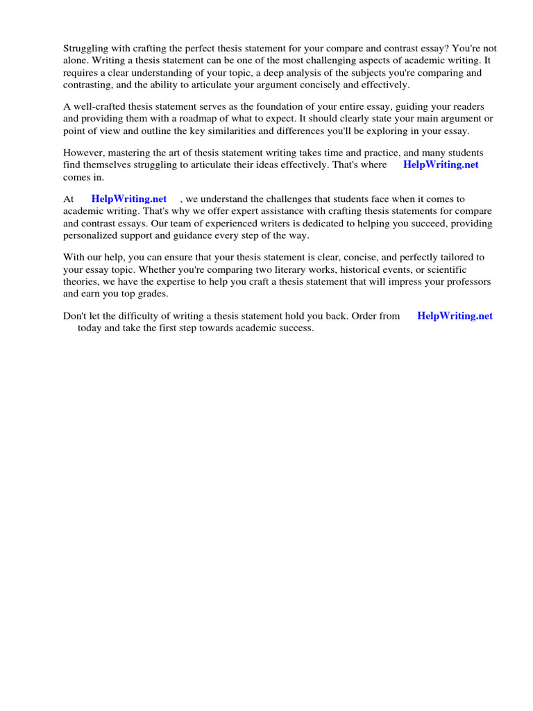 Thesis Help for Compare & Contrast Essays | PDF | Essays | Thesis