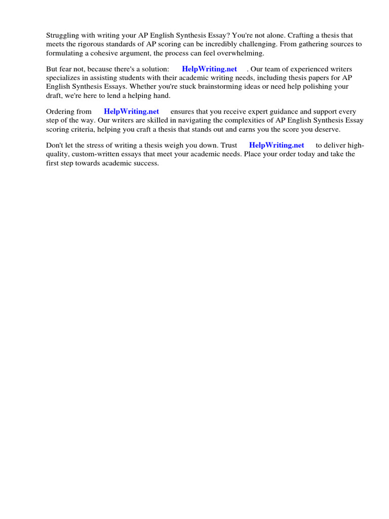 AP English Synthesis Essay Scoring Guide | PDF