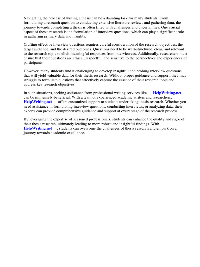 Interview Questions For Thesis Research | PDF