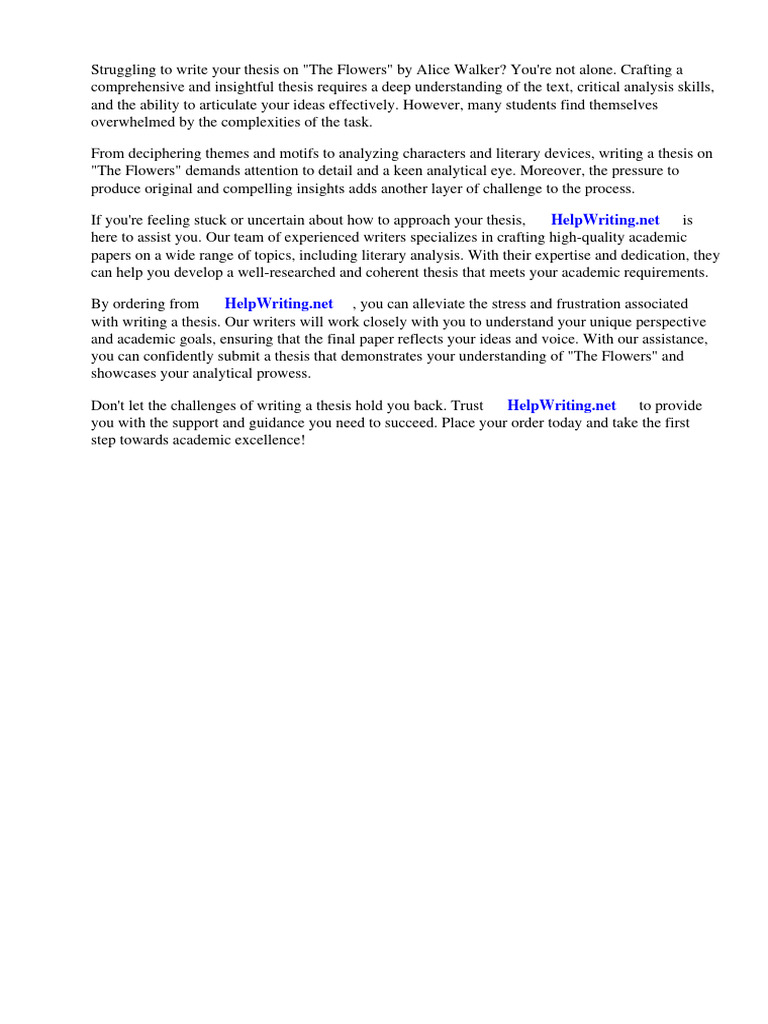 Thesis Help for "The Flowers" Analysis | PDF | Thesis