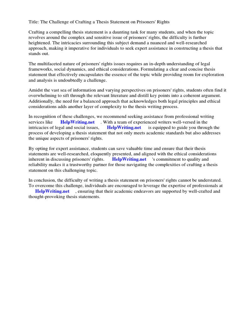 Thesis Statement Prisoners Rights | PDF | Prison | Guantanamo Bay Detention Camp