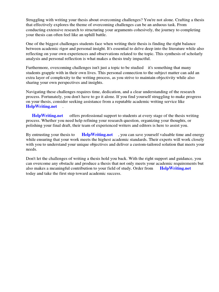 Thesis About Overcoming Challenges | PDF | Essays | Thesis