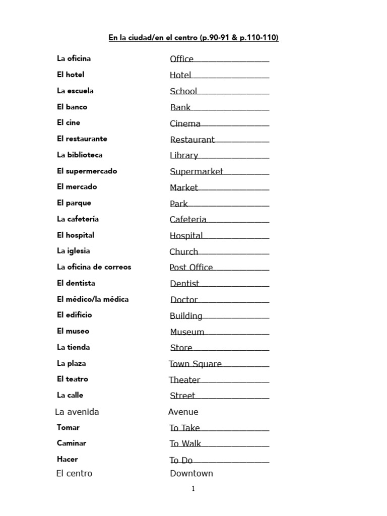 Spanish Handouts 2020-2021 | PDF