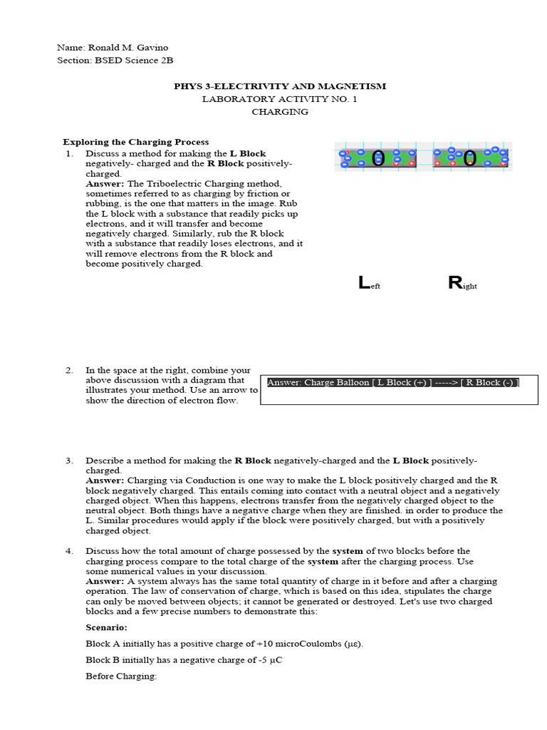 Ronald Gavino BSed 2B | PDF | Electric Charge | Electron