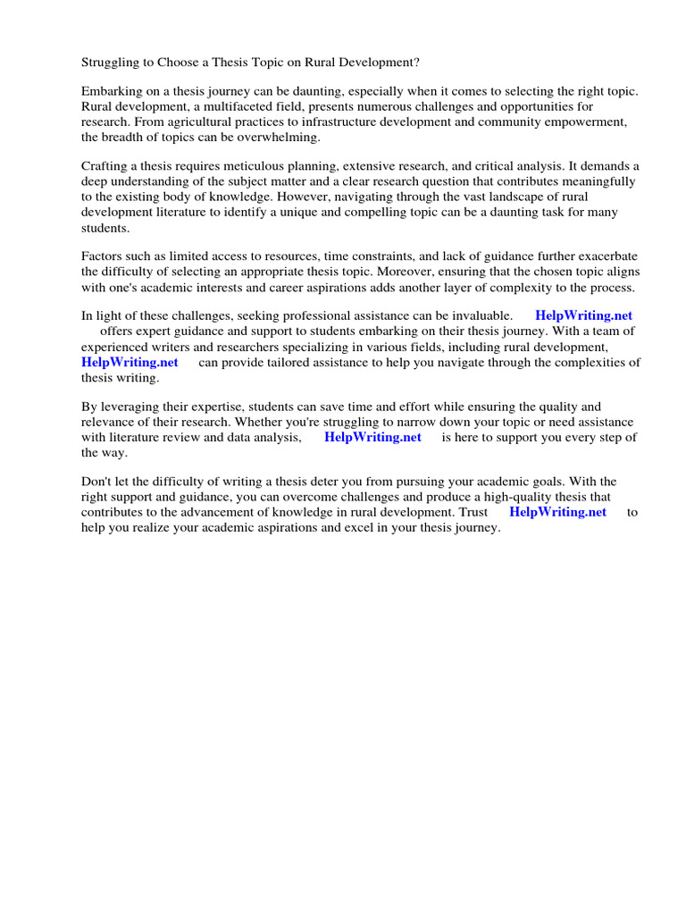 Thesis Topics On Rural Development | PDF | Cancer | Thesis