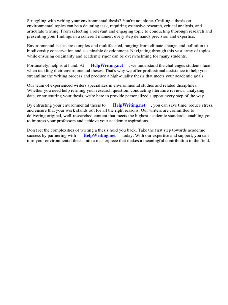 Environmental Thesis Ideas | PDF | Thesis | Sustainability