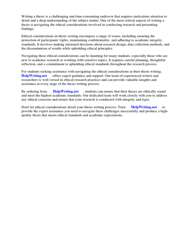 Thesis Ethical Considerations Pdf