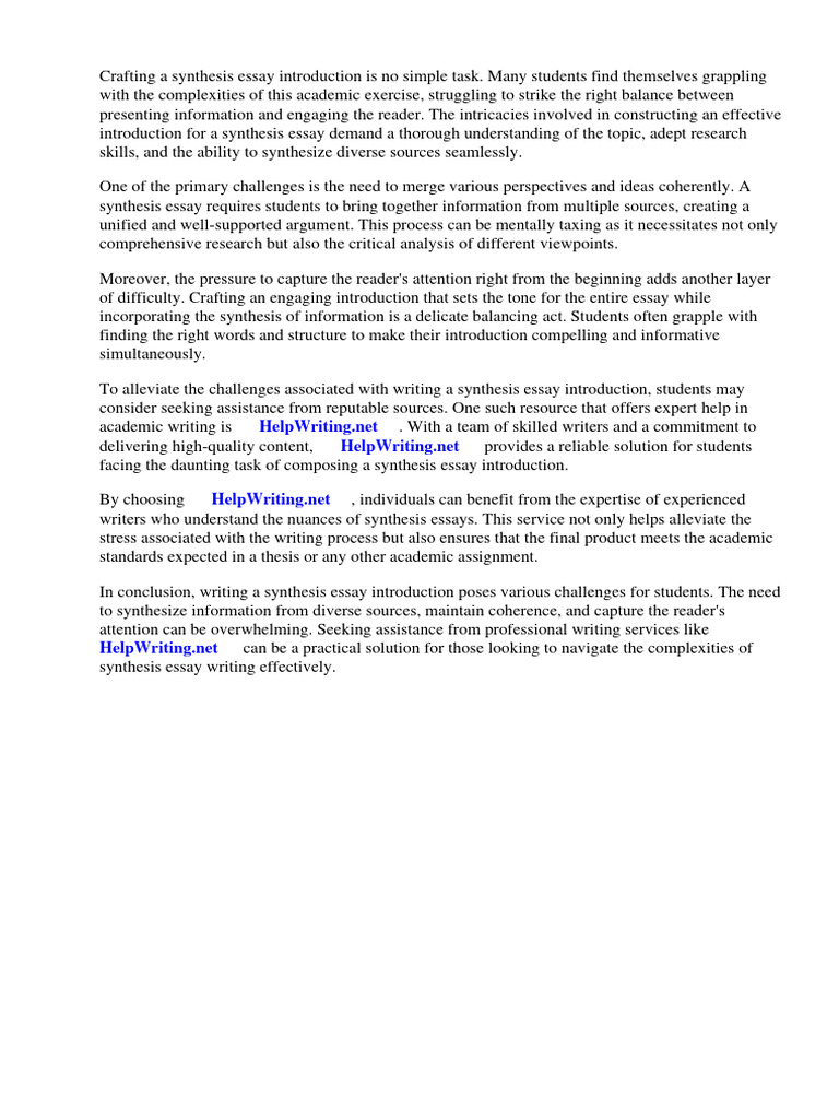How To Write A Synthesis Essay Intro | PDF | Essays | Dialectic