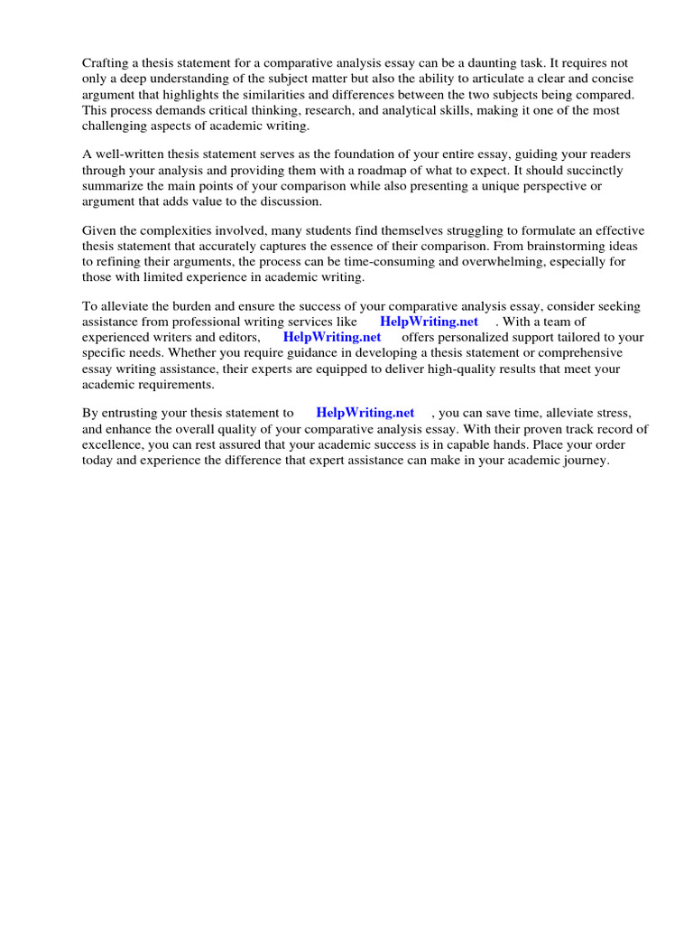 A Thesis Statement Example For Comparing and Contrasting | Download ...