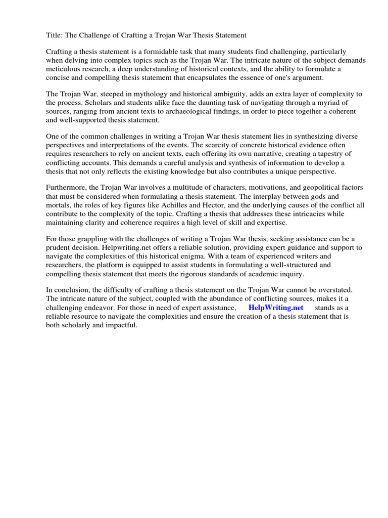 Trojan War Thesis Statement | PDF | Young Adult