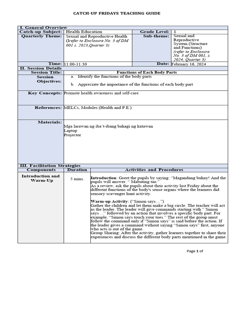 Grade 1 Health Education 3RD Quarter Complete | PDF