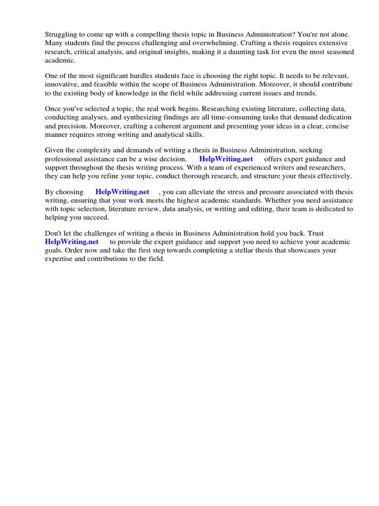 Thesis Topics Business Administration | PDF