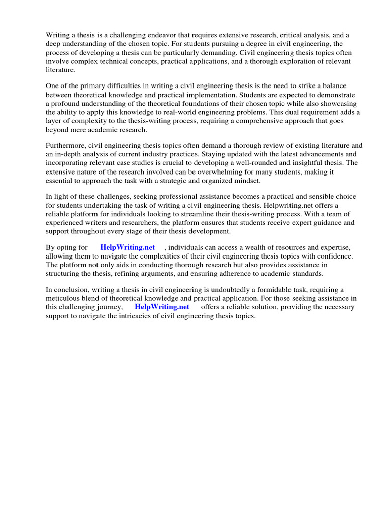 Civil Engineering Thesis Topics PDF | PDF | Art | Computers