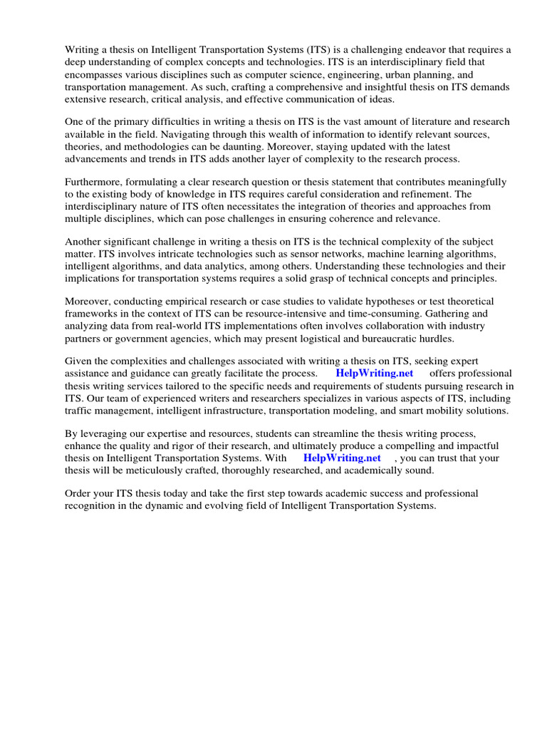 Intelligent Transportation Systems Thesis | PDF