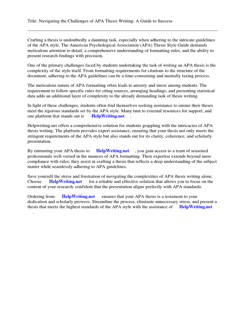 Apa Thesis Style Guide | PDF