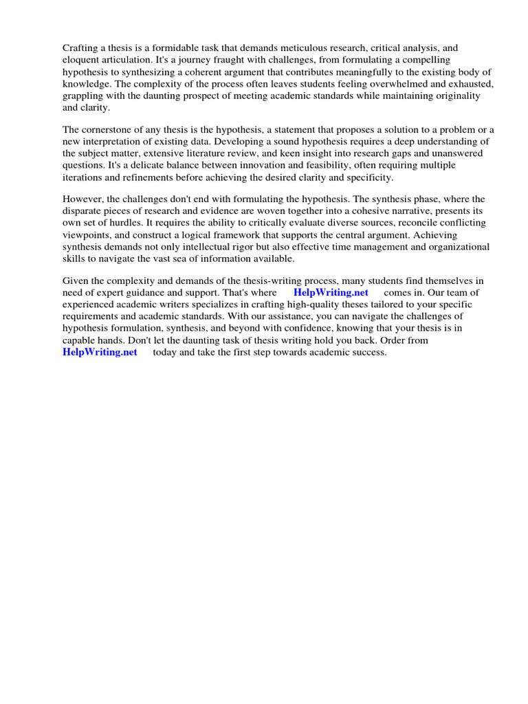 Hypothesis Thesis Synthesis | PDF