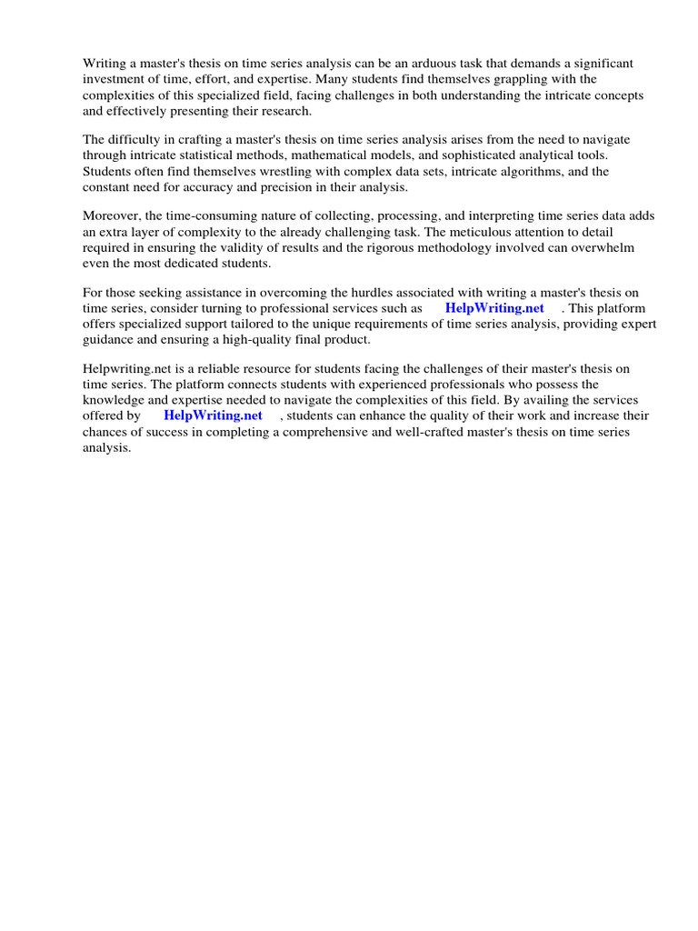 Master Thesis Time Series | PDF