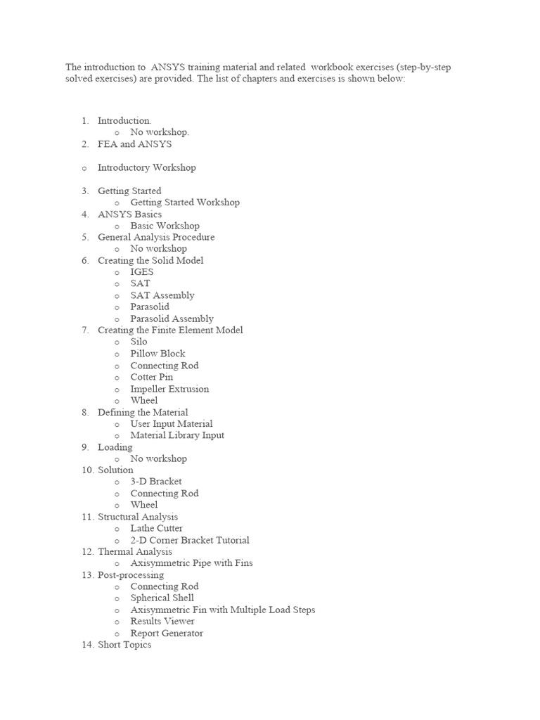 ANSYS APDL Training Workbook Overview | PDF