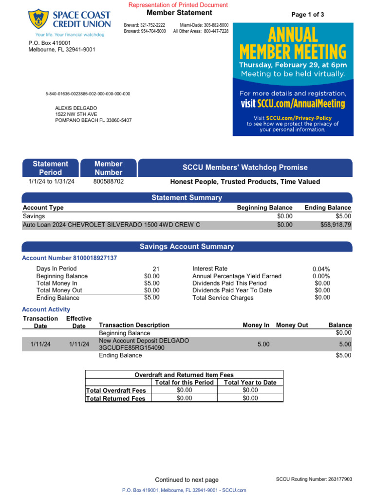 Statement Period Member Number SCCU Members' Watchdog Promise | PDF ...