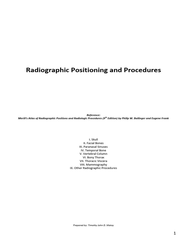 Review Notes - Radiographic Positioning and Radiologic Procedures II ...
