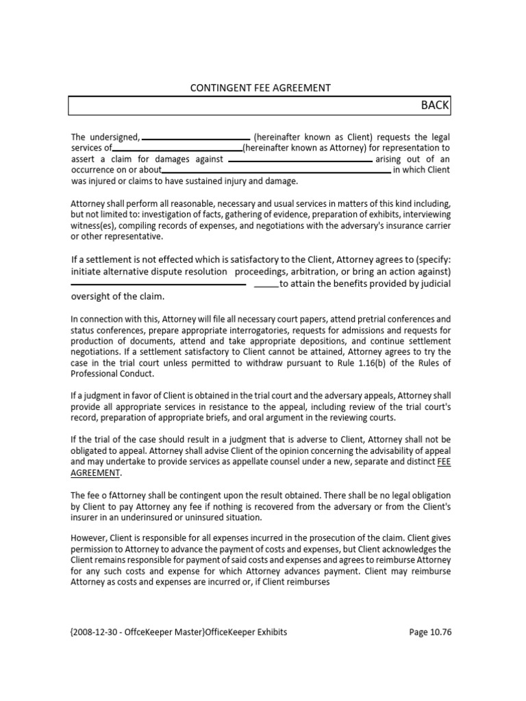 Sample Contingent Fee Agreement.pdf | PDF