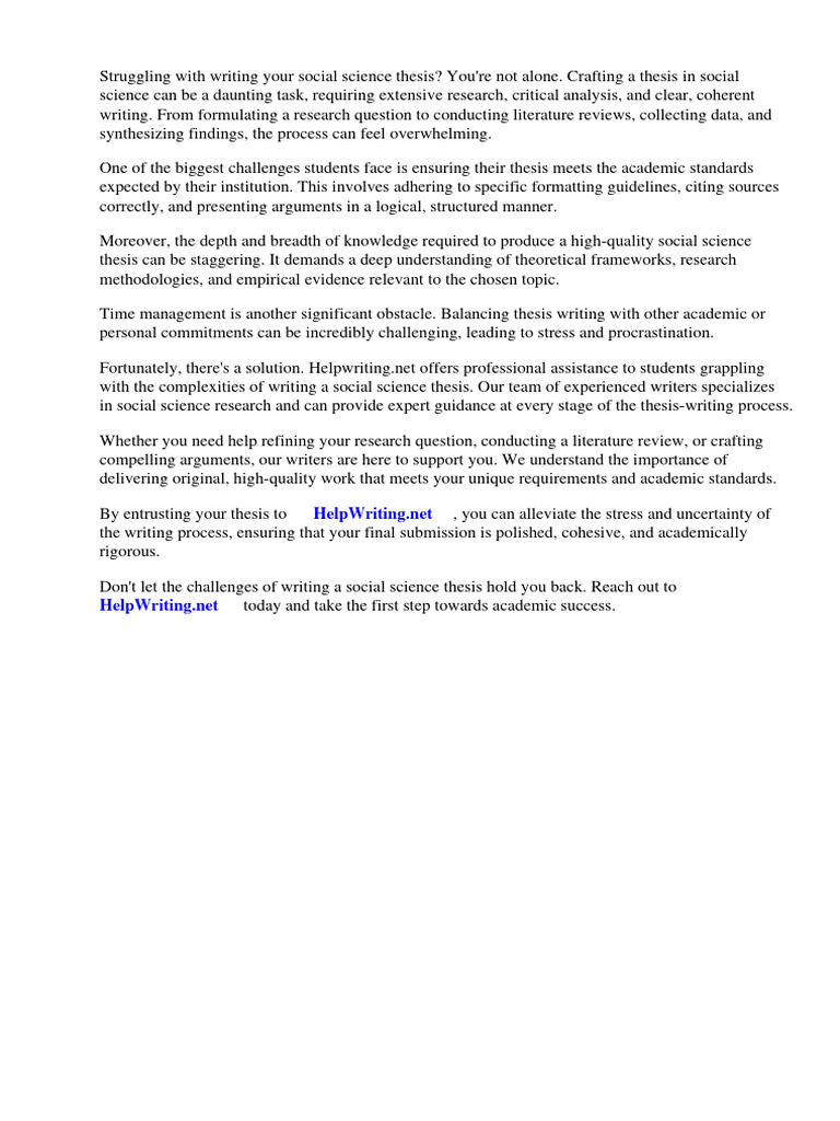 Social Science Thesis Sample | PDF