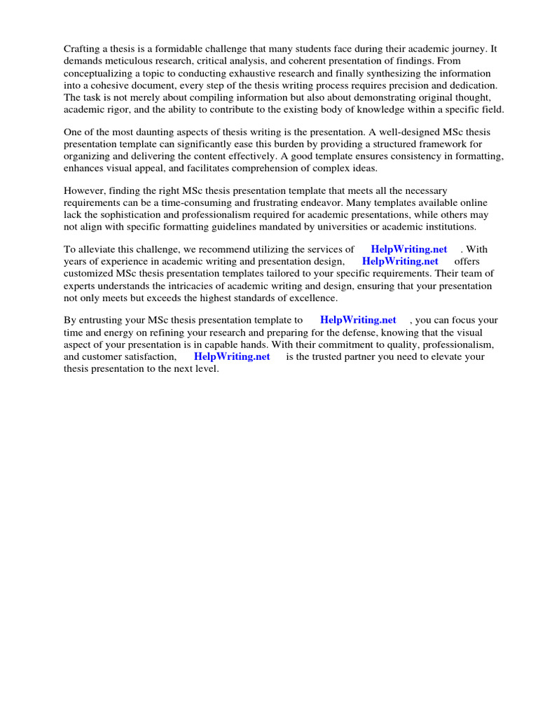 MSC Thesis Presentation Template | PDF | Thesis | Microsoft Power Point