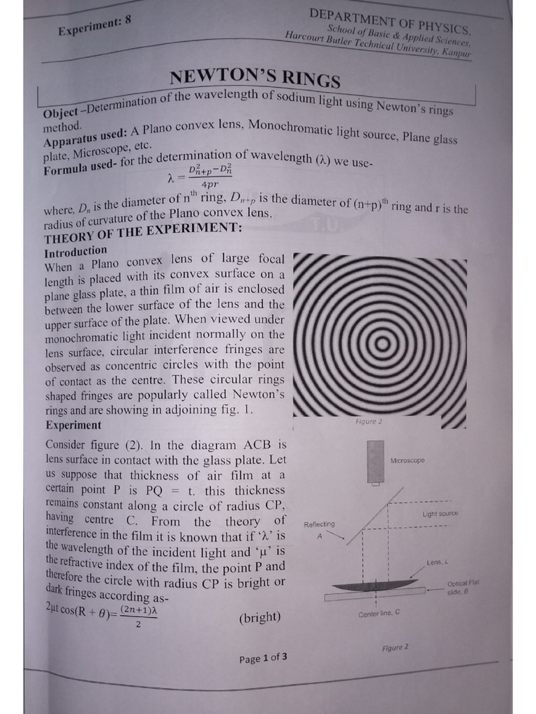 Newton's Ring Exp8 | PDF