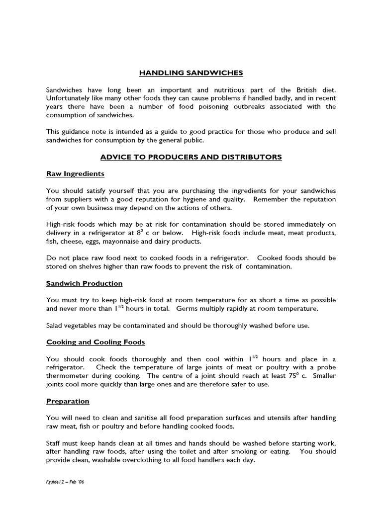 Fguide12 - Handling Sandwiches | PDF | Meat | Cooking