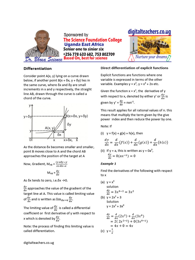 A Level Math Paper 1 Differentiation A Level | PDF | Derivative ...