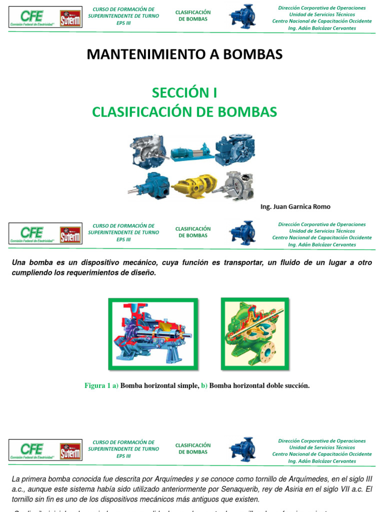 Sección I Clasificación de Bombas | PDF
