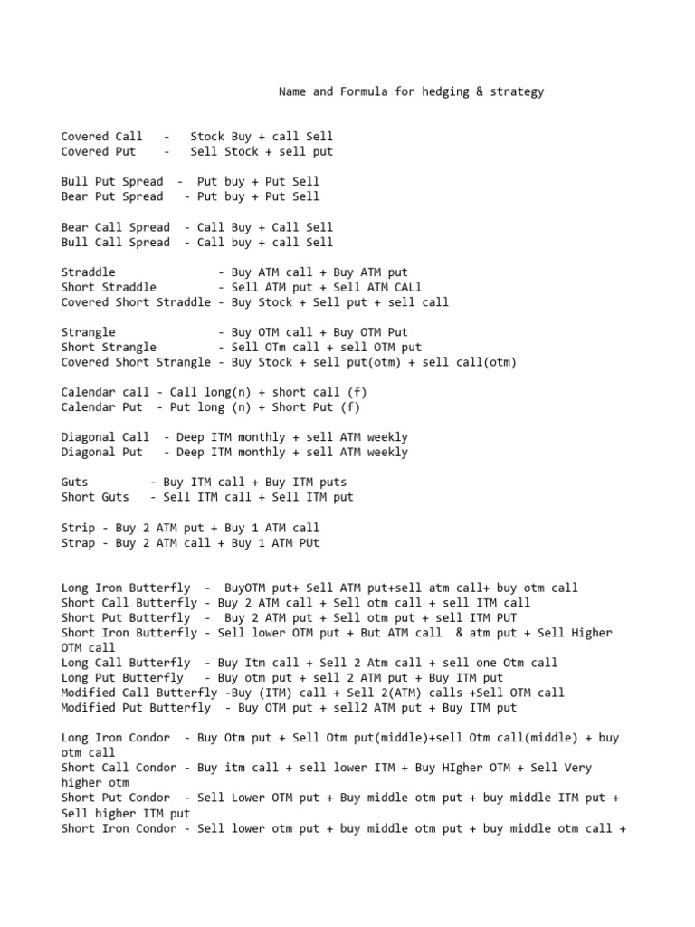 Complete Hedging Formula | Download Free PDF | Private Sector | Market ...
