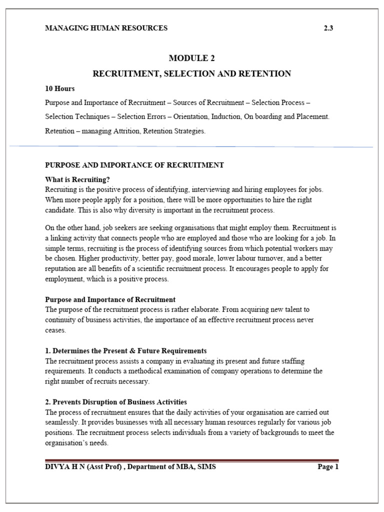 MHR Module 2 | PDF | Recruitment | Employee Retention