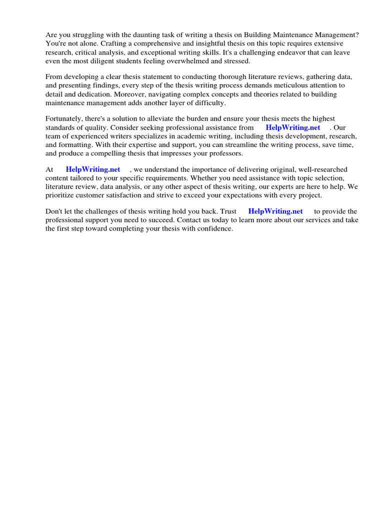 Thesis Building Maintenance Management | PDF | Thesis