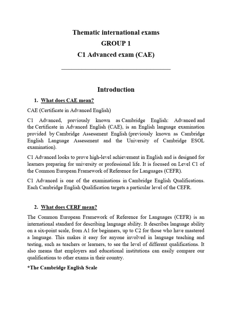 C1 Advanced Exam Overview and Benefits | PDF | Career & Growth