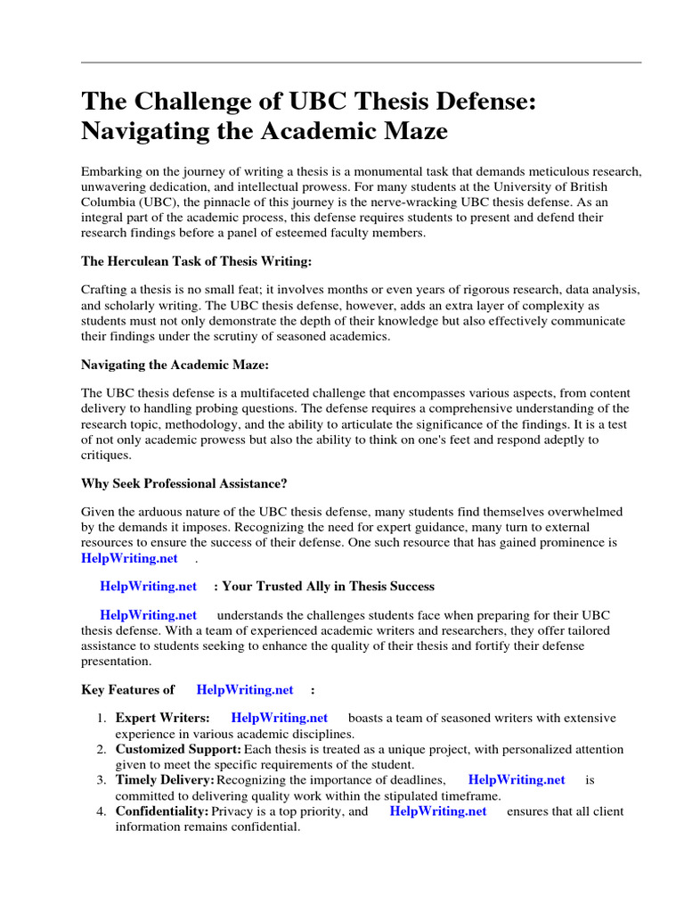 Ubc Thesis Defense | PDF | Thesis