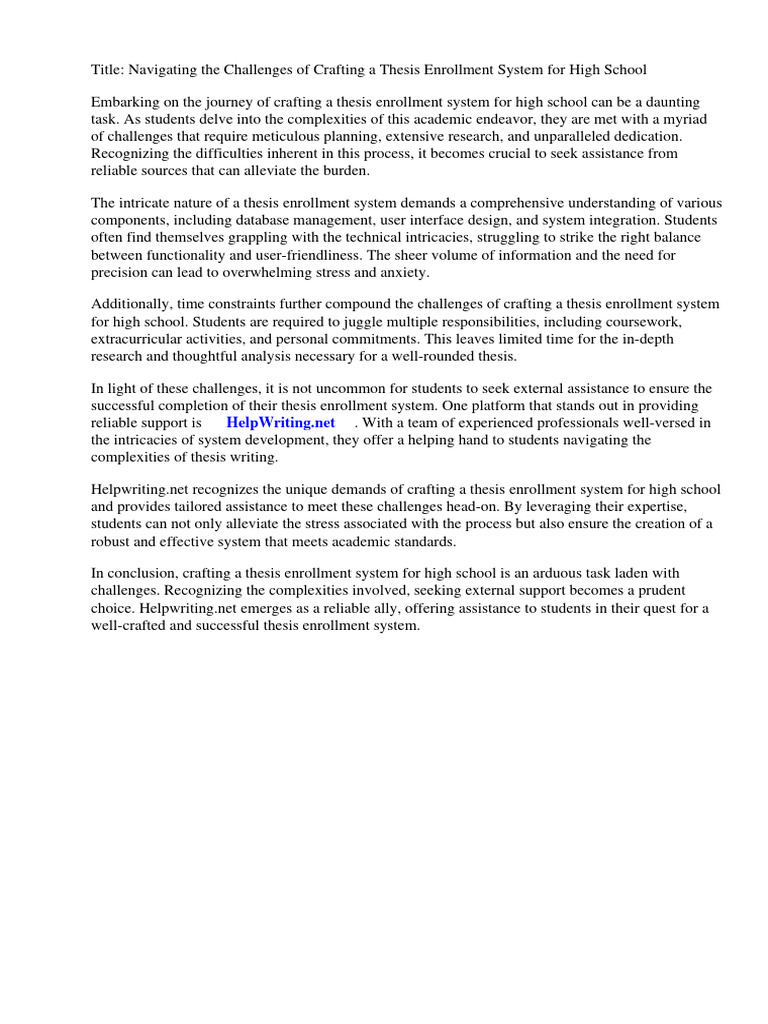 Thesis Enrollment System High School | PDF