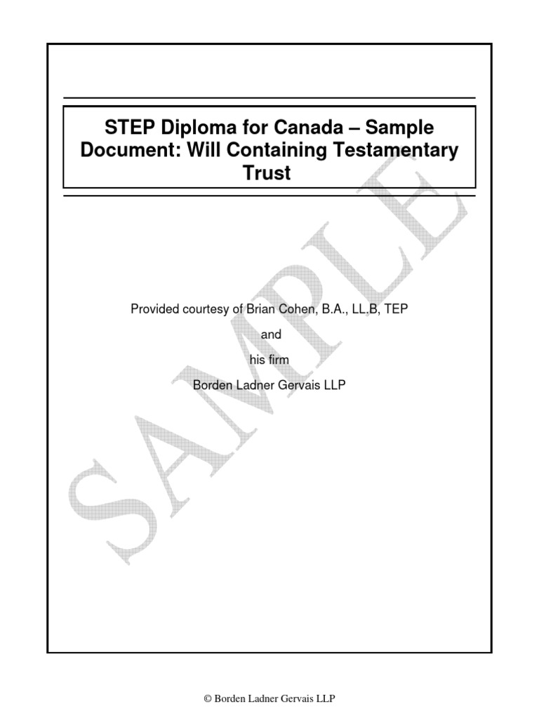 Sample Will Containing Testamentary Trust | PDF | Trust Law | Will And ...