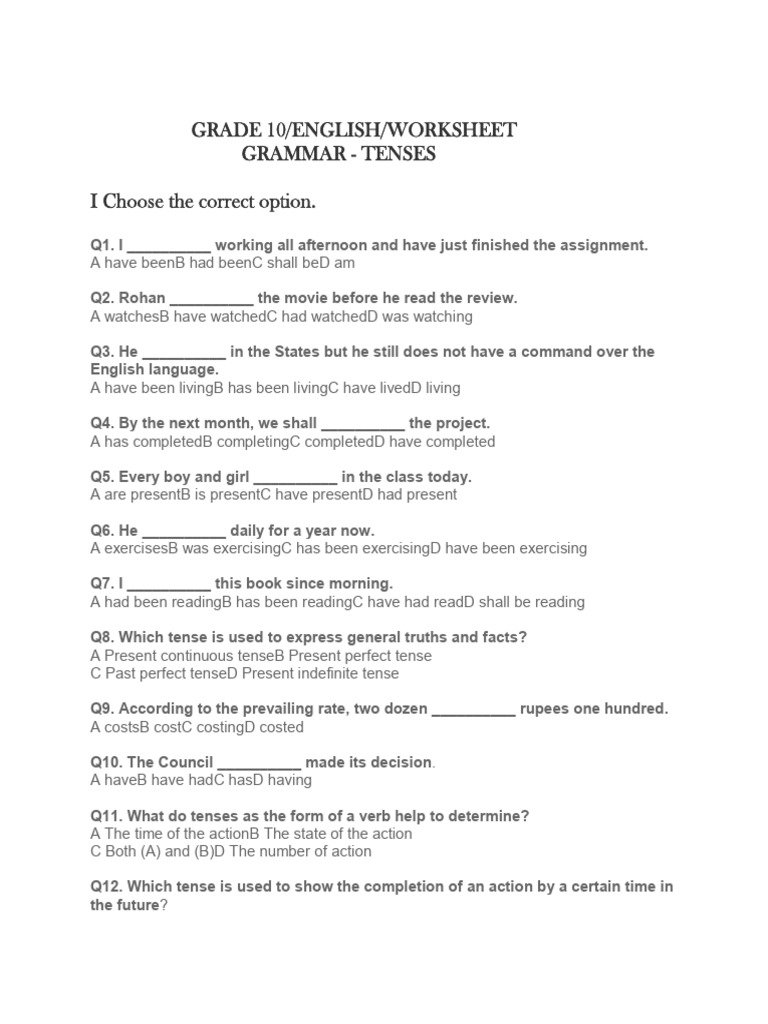 Grammar Tenses | PDF | Grammatical Tense | Verb
