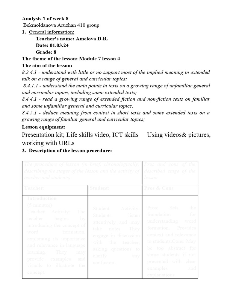 Analysis of Week 8 | PDF