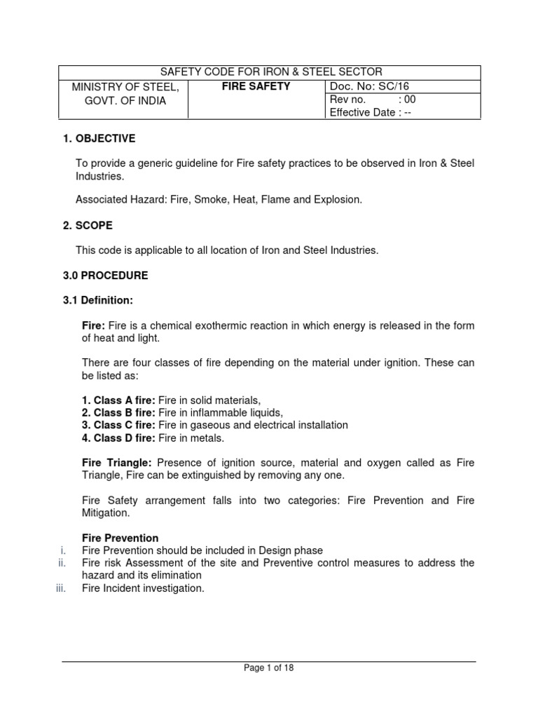 SC-16 Safety Code For Fire Safety | PDF