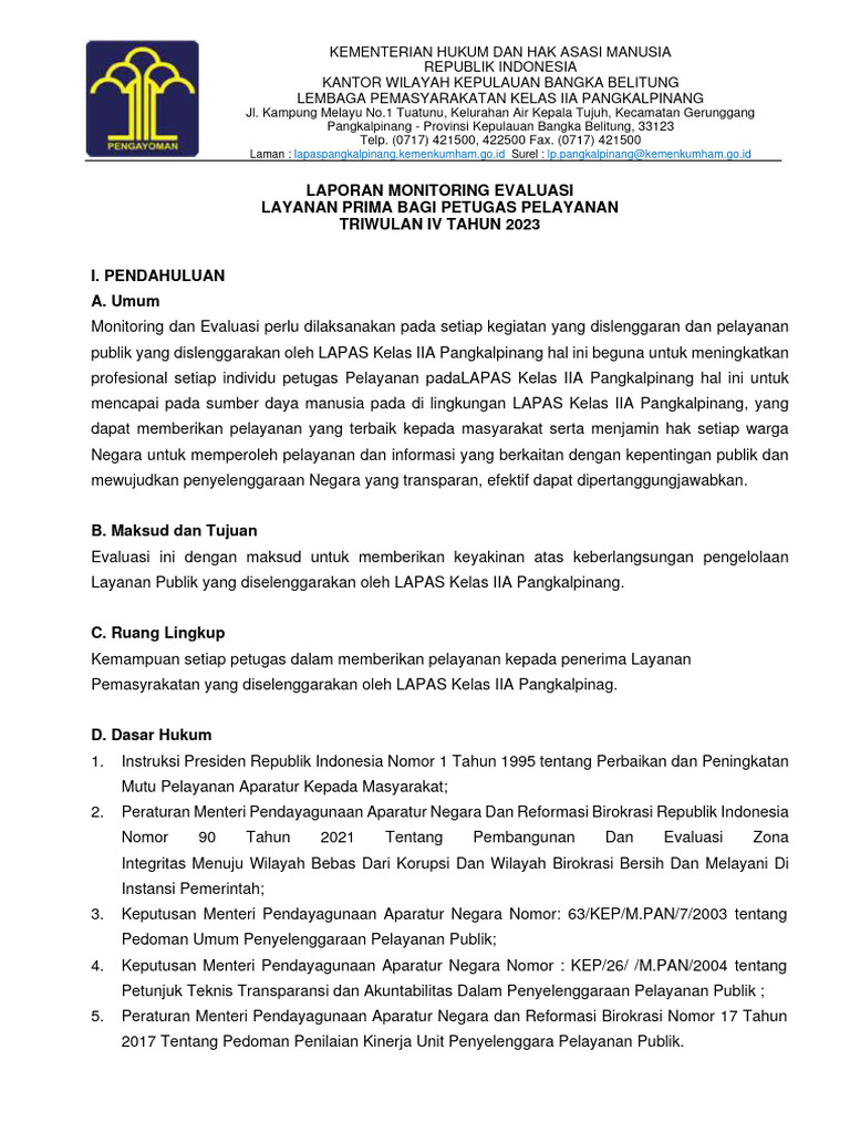 Laporan Monev Yang Melihat Kemampuan Kecakapan Petugas Pelaksana Layanan Setelah Pelaksanaan ...
