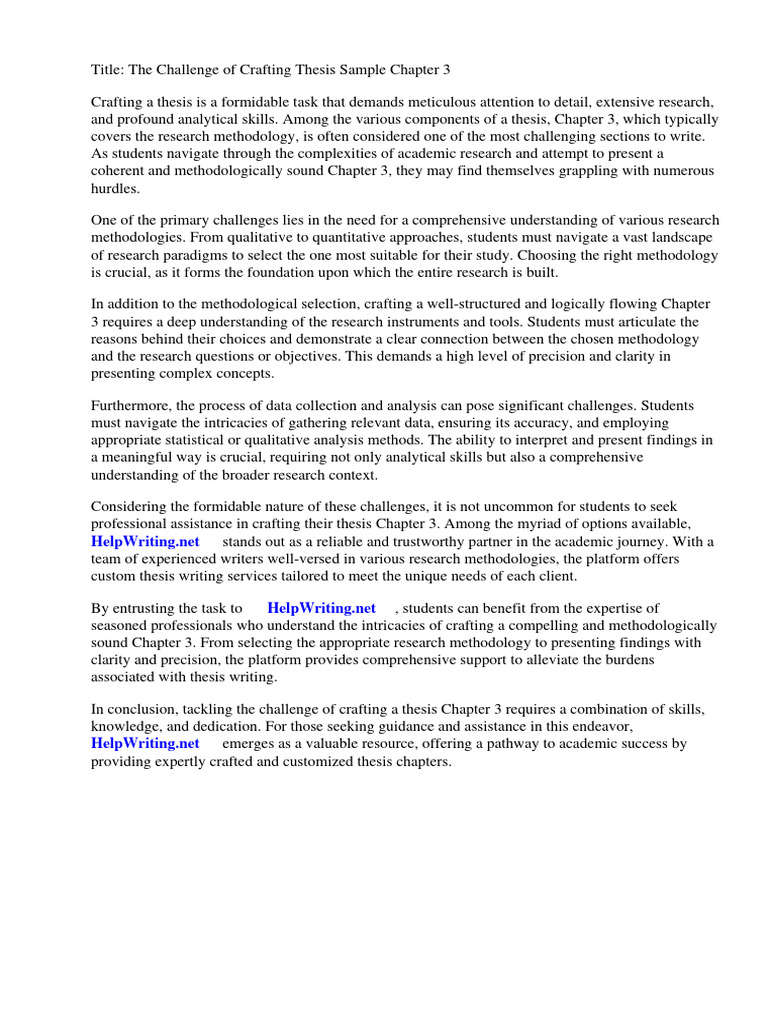 Thesis Sample Chapter 3 | PDF | Thesis | Methodology